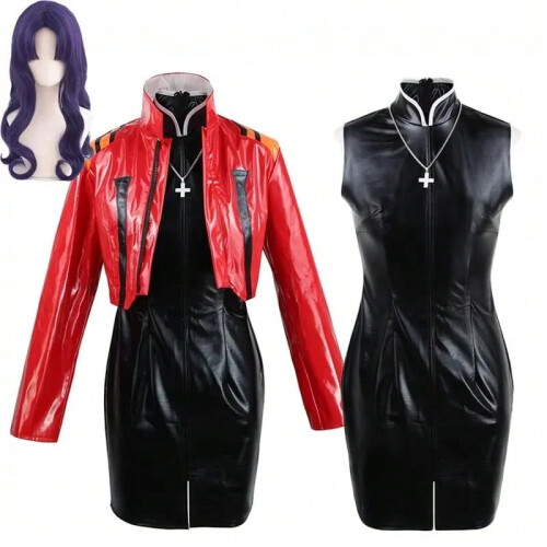 (Costume and Wig, XL) Katsuragi Misato Cosplay Costume Halloween ...