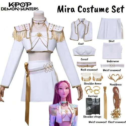 (Mira Clothes Set, XXL) Kpop Rumi Zoey Mira Cosplay Costume White ...