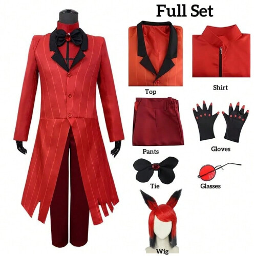 (Full set, M) Alastor Hazbin Cosplay Costume Hotel Radio Demon Cosplay ...