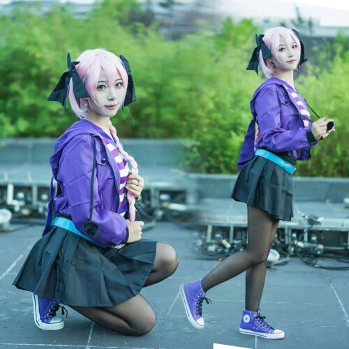(Astolfo, L) Fate/Apocrypha Astolfo Purple Rabbit Ears Jacket Skirt ...