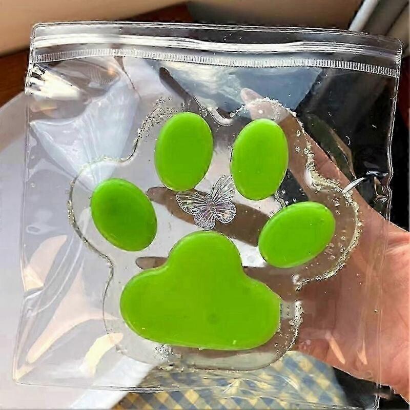 (Green)5-inch Large Cat Paw Squishy Toy, Kawaii Fufu Squishies, Sticky ...