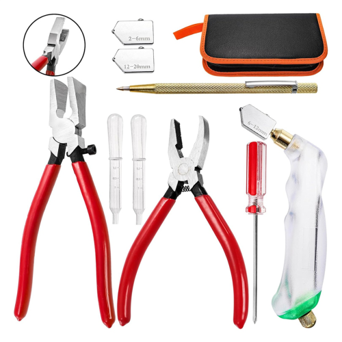 9Pcs Glass Running Breaking Pliers and Cutter Kit, Breaker Grozer with ...