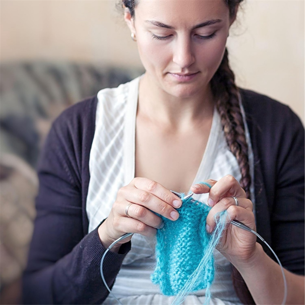 9Pcs Circular Knitting Needles Set, 40-Inch (100cm) Stainless Steel ...