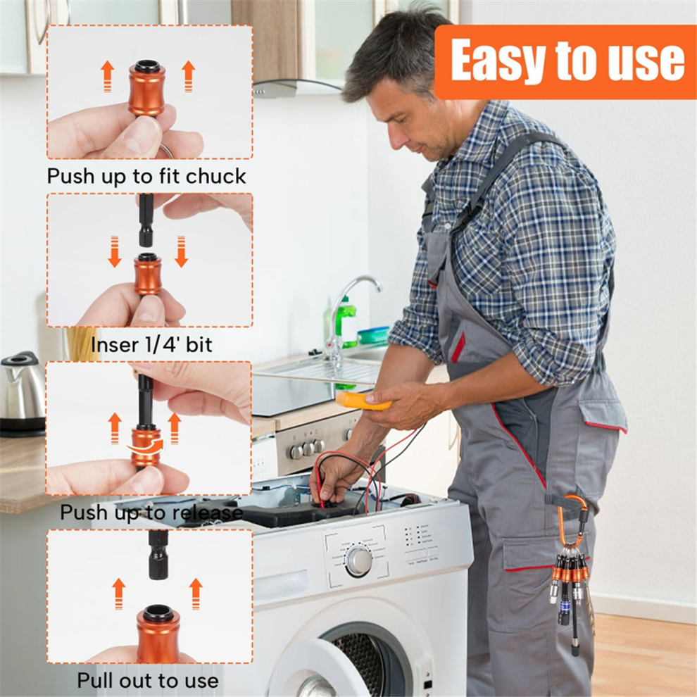 6PCS Bit Holders Keychain, 1/4 Inch Hex Shank Holders, Quick-Change ...