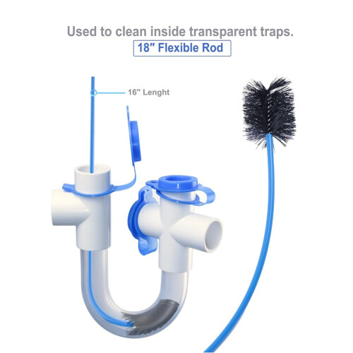 3/4 Clear PVC U Trap Pipe Fitting Connector with Cleaning Brush for ...