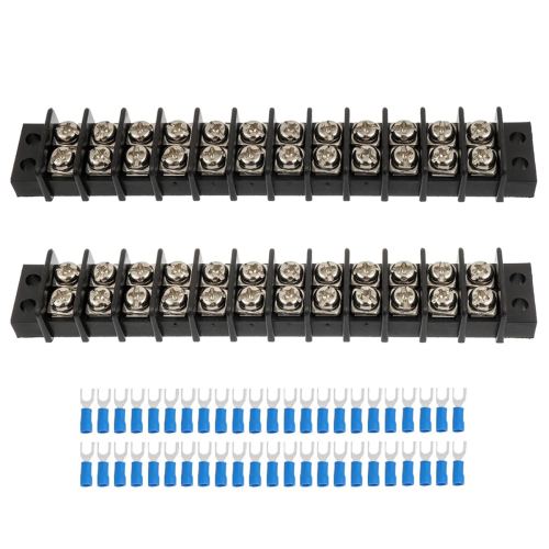 2PCS 12 Circuits Positions Terminal Block 20-30A 200-450V Dual Row ...