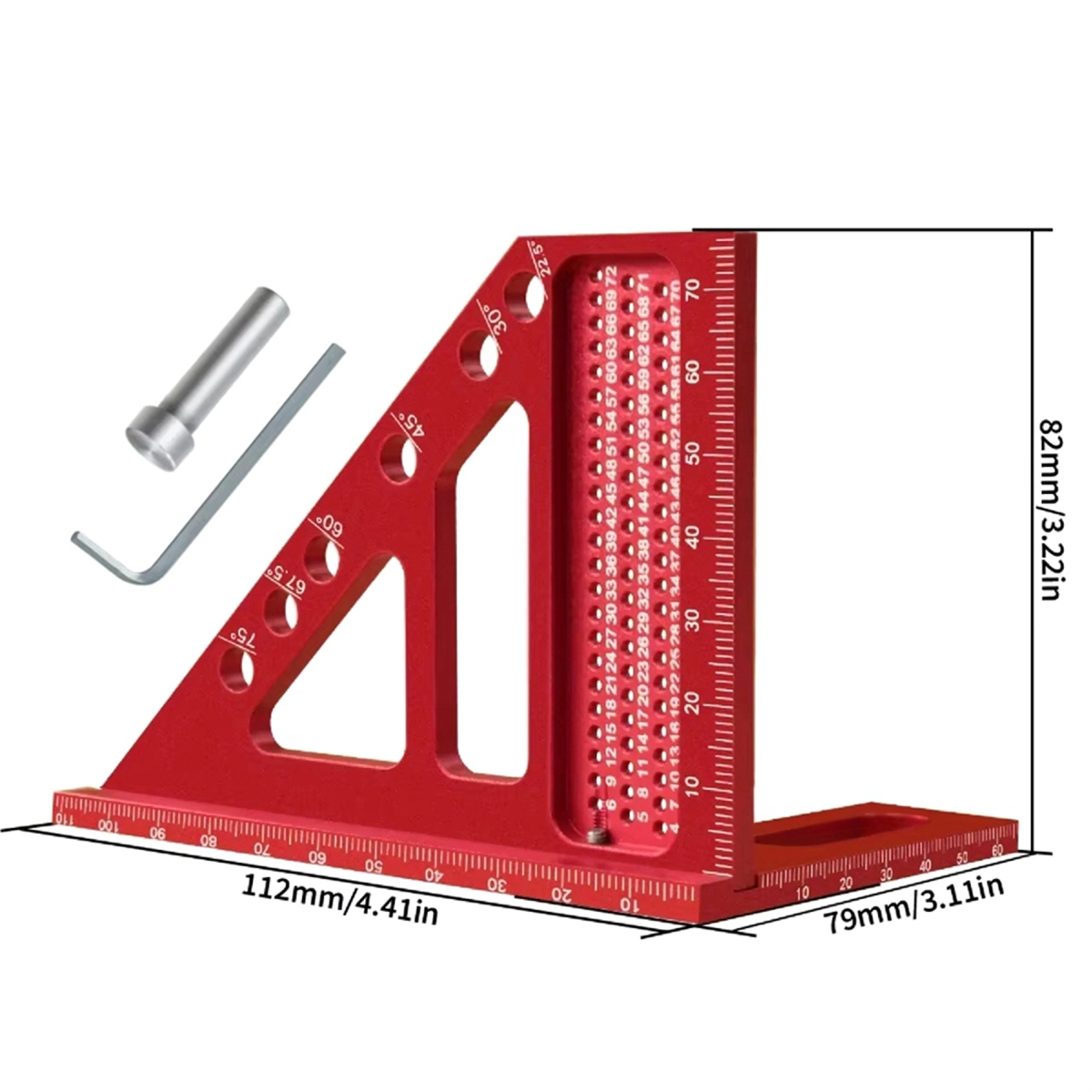 Woodworking Triangular Hole Ruler with Angle Locating Pin and T-Marking ...