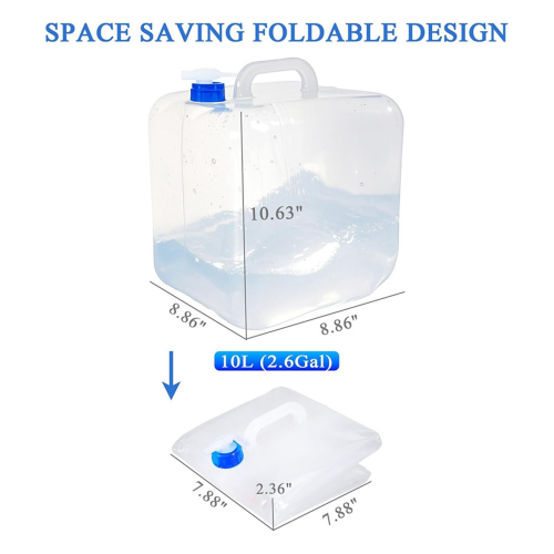 2 Pack Foldable Water Container with Spigot 2.6 Gallon,Foldable Camping ...