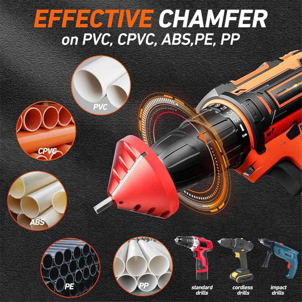2 in 1 Inner-Outer PVC Deburring Tool, Chamfer Pipe Reamer Plumbing ...