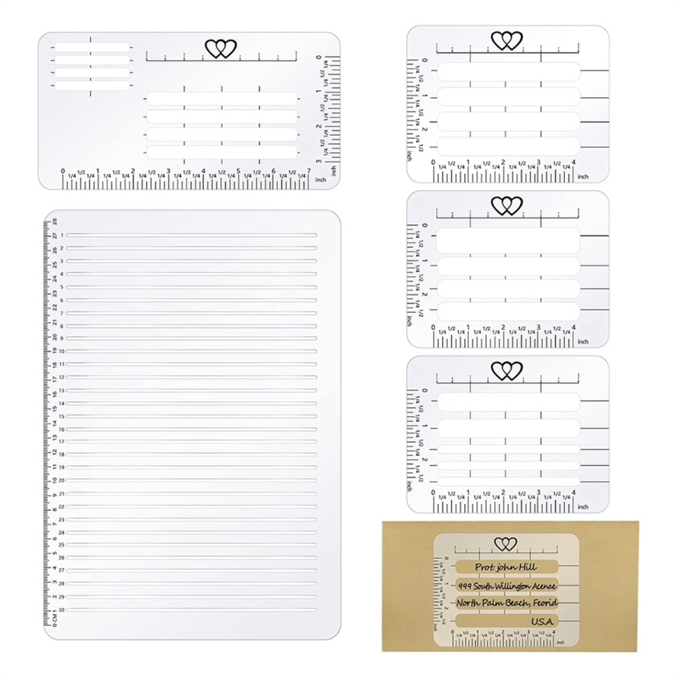 5 Pack Straight Line Stencil for Journaling and Envelope Addressing ...
