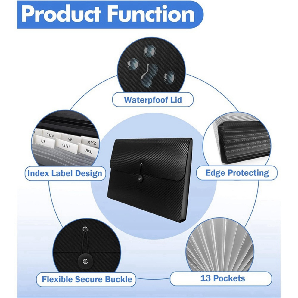 13 Pocket Expanding Folder Accordion with Elastic Buckle Closure,A4 ...