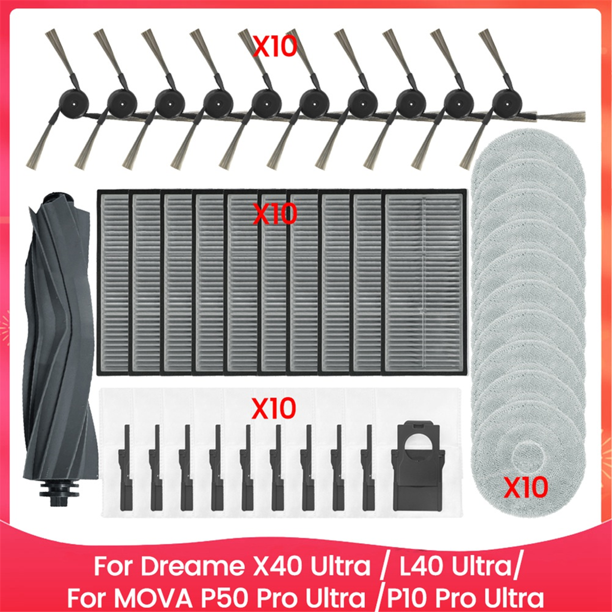 Voor Dreame X40 Ultra / L40 Ultra, MOVA P50 Pro Ultra Hoofdzijborstel on OnBuy