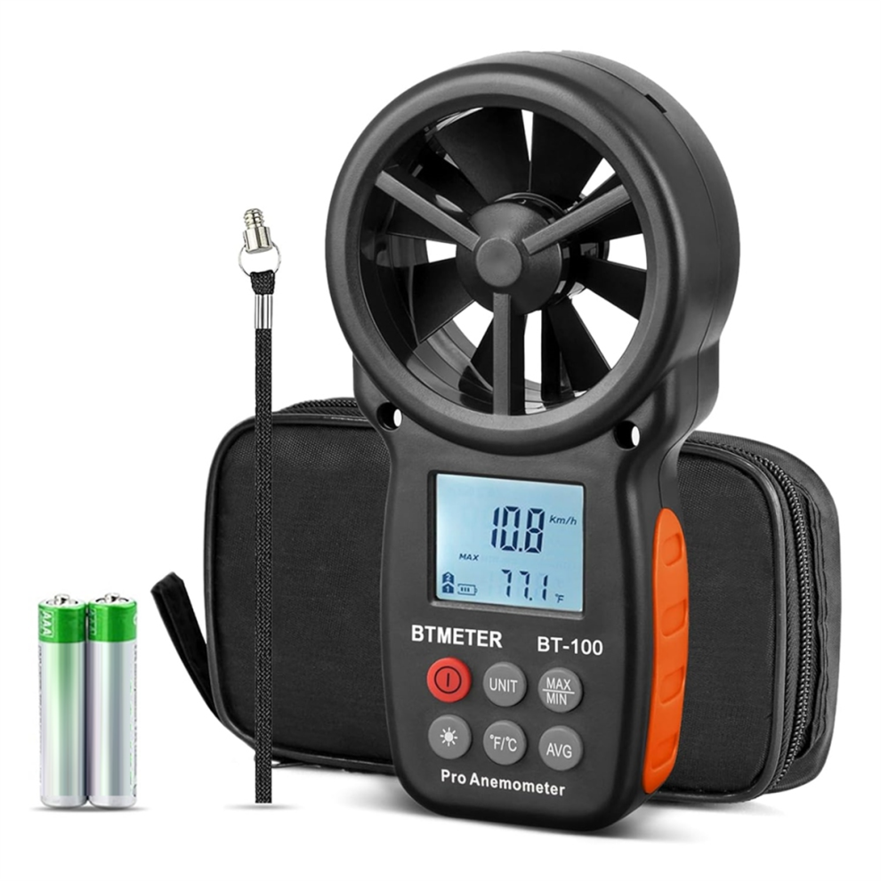 BT-100 Hand-Anemometer, digitales Windgeschwindigkeits-CFM-Messgerät ...