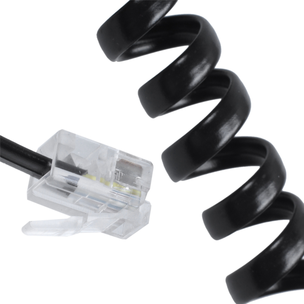 9.3 inch Black RJ9 Telephone Phone Modem Coil Line Cord Cable on OnBuy