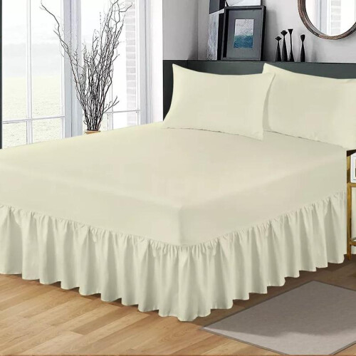 (Cream, Super King) Extra Deep Fitted Valance Sheet - Available in ...