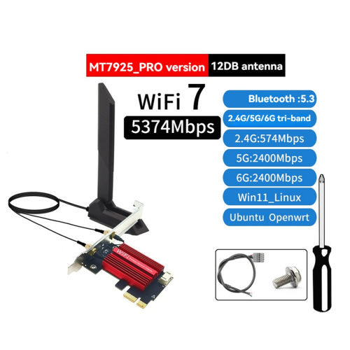 WiFi 7 MT7925 PCI-E Adapter Card Kit Tri Band 2.4G on OnBuy