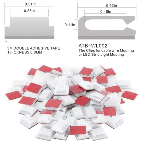 Self-Adhesive LED Strip Light Mounting Brackets Clips(100-PACK White ...