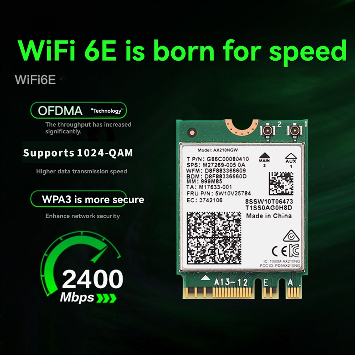 Placa AX210NGW 6E + Antena 10DBi 2.4G/5G/6Ghz Tri-Ba on OnBuy