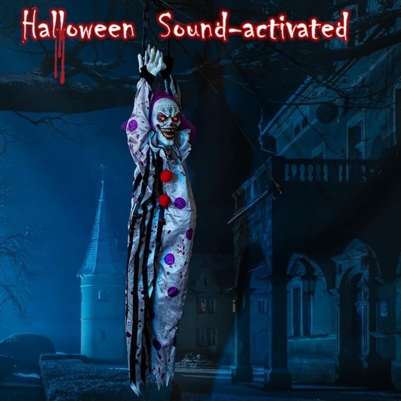 New Halloween Horror Home Decoration Hanging Clown Voice Control ...