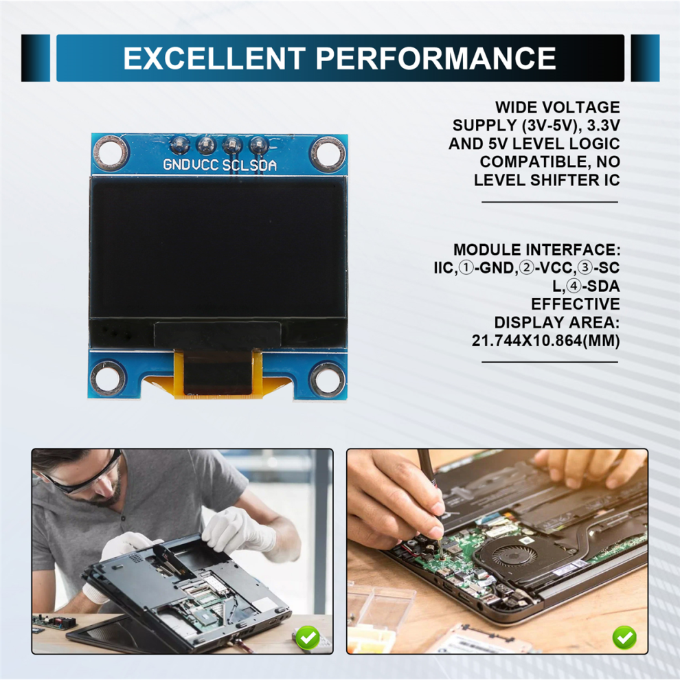 Module d'affichage LED LCD OLED 0,96 pouce IIC I2C série GND 128x64 pour kit blanc on OnBuy