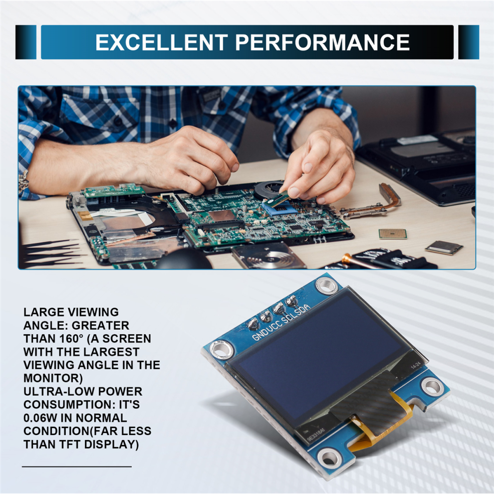 Module d'affichage LED LCD OLED 0,96 pouce IIC I2C série GND 128x64 pour kit blanc on OnBuy