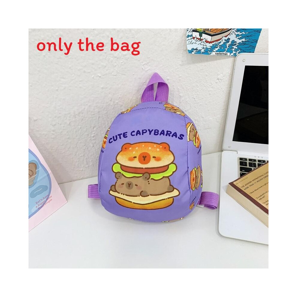 (Purple) Drinking Capybara Cute Milk Tea Burger Toast Cake Cartoon Kid ...