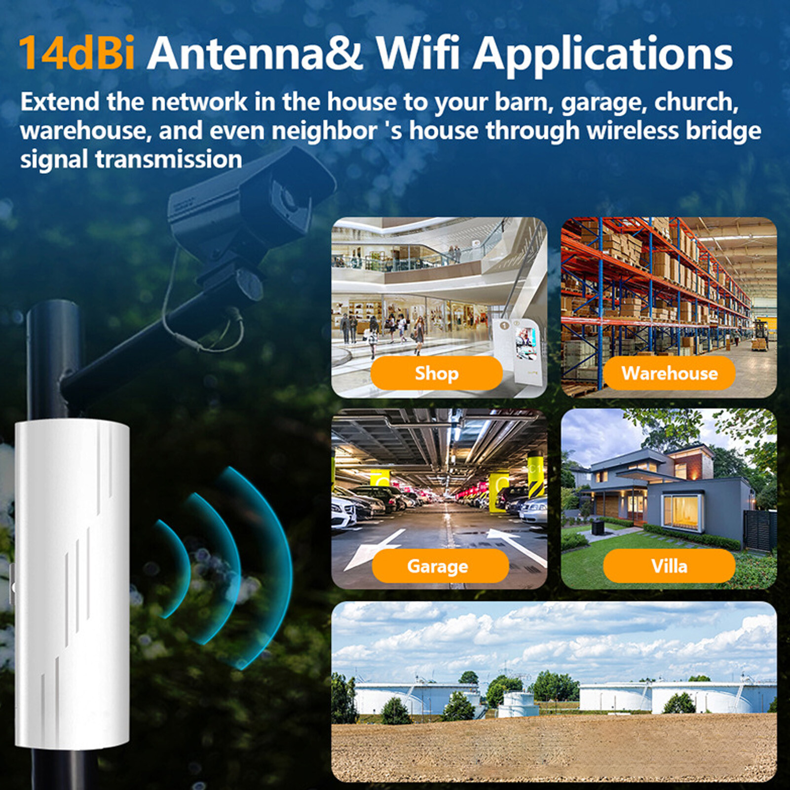 2PCS 5.8G 3KM Long Range WiFi Bridge Kit, 1200Mbps Outdoor Networking ...