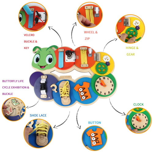 Kidswooden Montessori Caterpillar Toy With Locking Mechanisms Early For ...