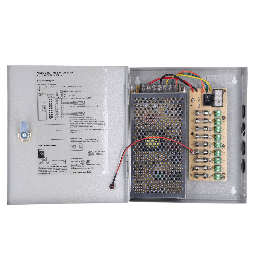 9 Channel 12V 10A Power Supply Box for CCTV Security Cameras on OnBuy