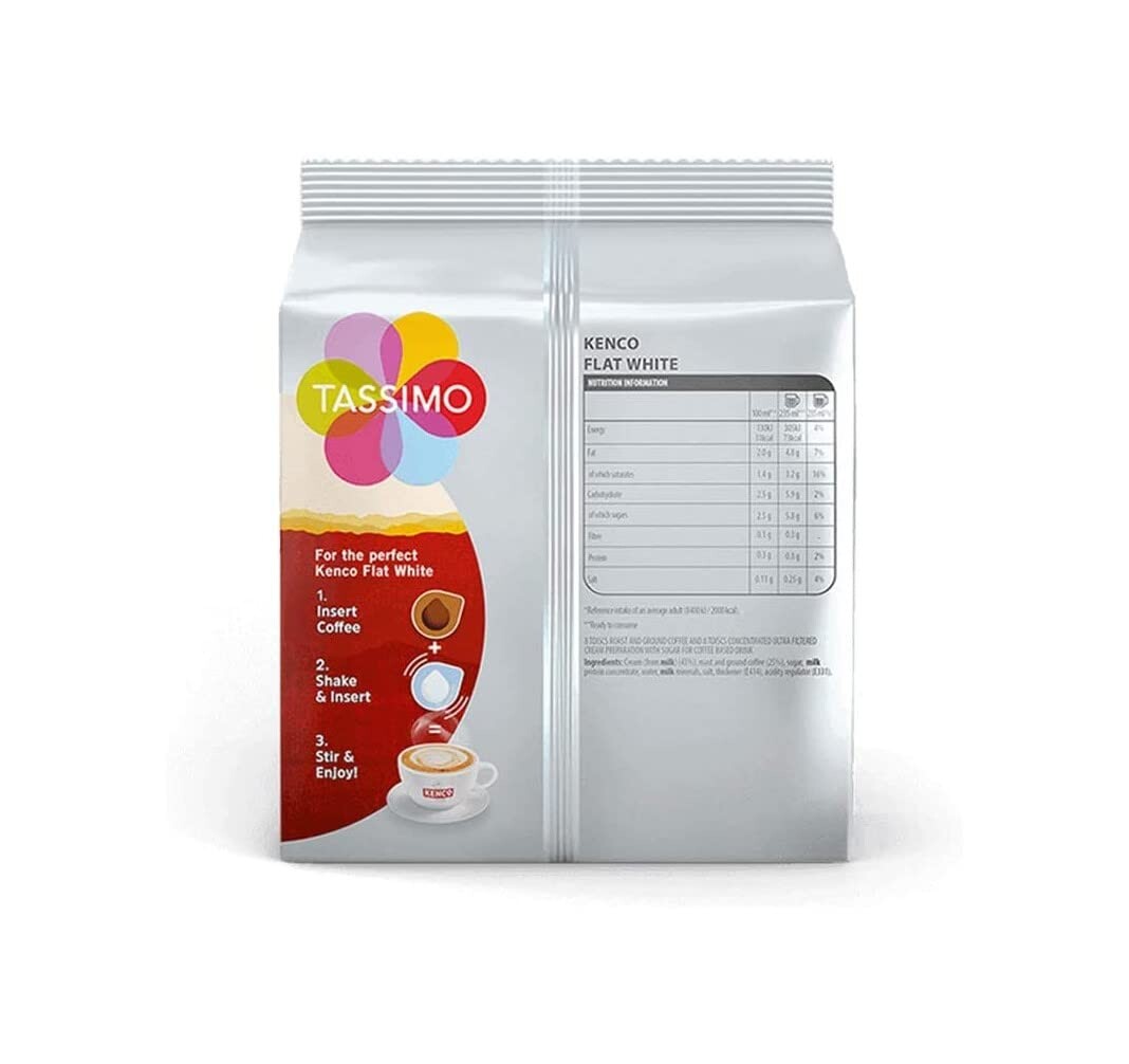 Tassimo Kenco Flat White Coffee Pods - 10 Packs (Total 80 Flat White ...