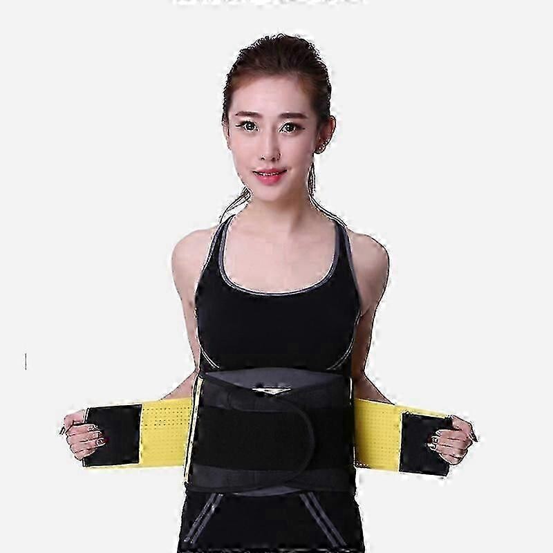 (Yellow) Lumbar Lower Back Support Brace Pain Relief Posture Orthosis ...