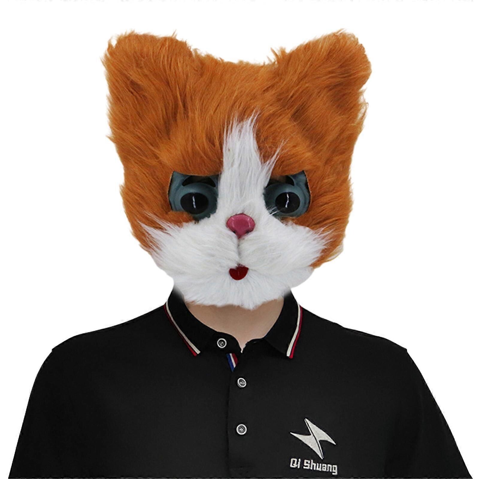 (Jaune) Masque de tête de chat Halloween Costume de fête Masque de ...