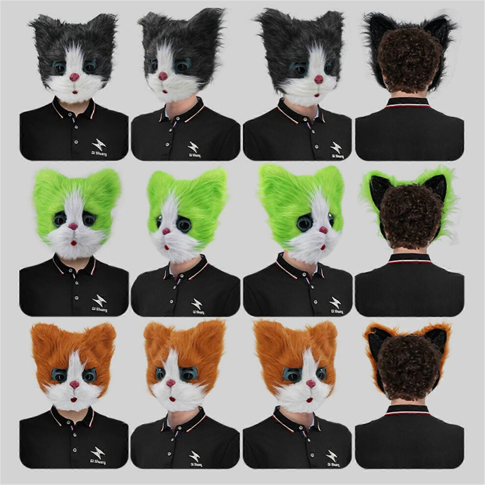 (Jaune) Masque de tête de chat Halloween Costume de fête Masque de ...