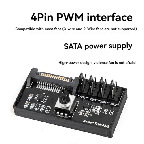 PWM Fan Speed Controller High Power Sata DC Power 4Pin Fan Governor on ...