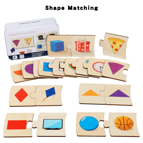 (Shape Pair) Puzzle Educational Wooden With Numbers And Animal Food ...
