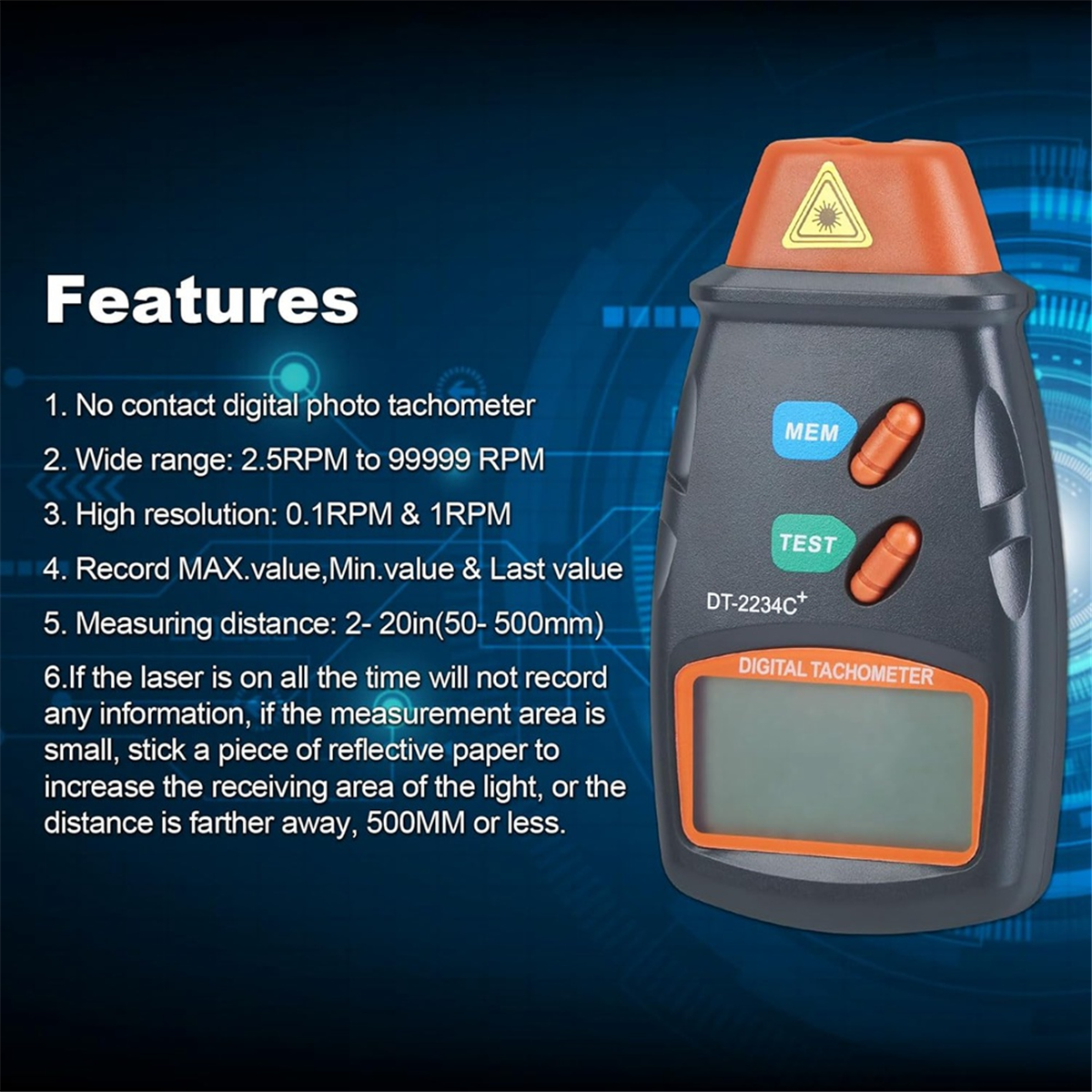 Digital Laser-Photo Tachometer Non Contact RPM Tac on OnBuy