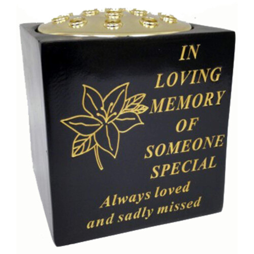 David Fischhoff Memorial Black Rose Bowl with Gold Wording Graveside ...