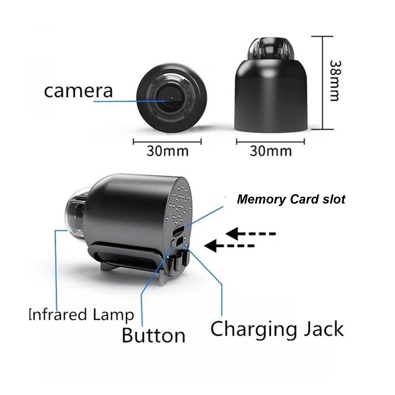 Mini caméra Wi‑Fi 350mAh ABS, prend en charge une carte de 128 Go on OnBuy