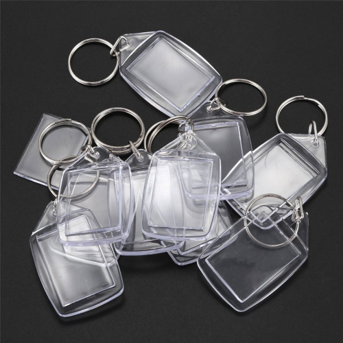 40X Clear Acrylic Plastic Blank Keyrings Insert Passport Photo Keychai ...