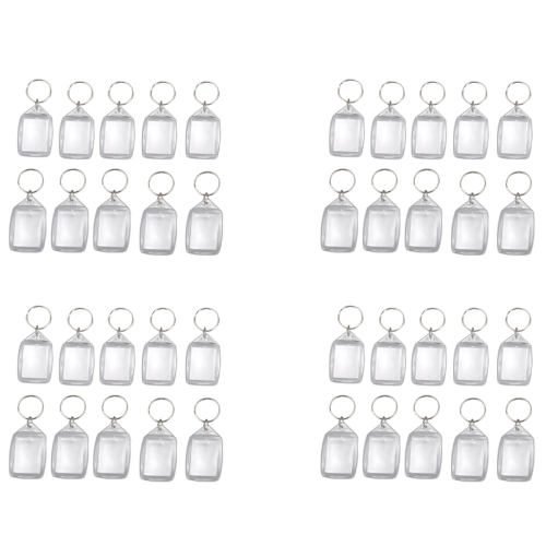 40X Clear Acrylic Plastic Blank Keyrings Insert Passport Photo Keychai ...
