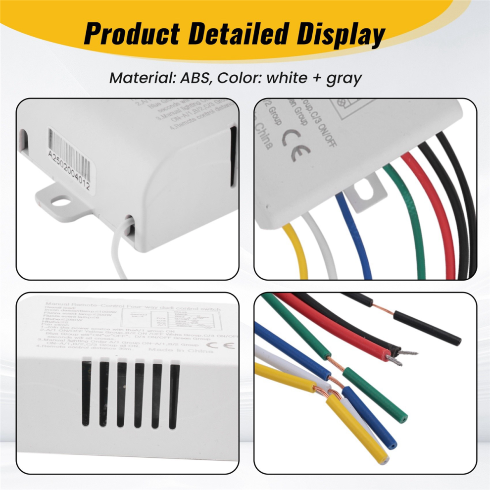 5X 4 Way Light Lamp Digital Wireless Remote Control Switch ON/OFF 220V ...