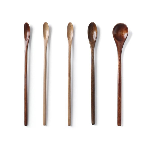 Long Wooden Stirring Spoon - Natural Wood, Long Handle, Tea, Iced Tea ...