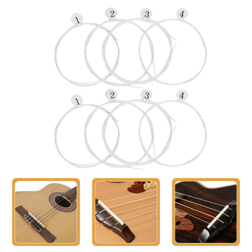 8Pcs White Nylon Ukulele Strings Set Soprano Tenor Replacement Parts on ...