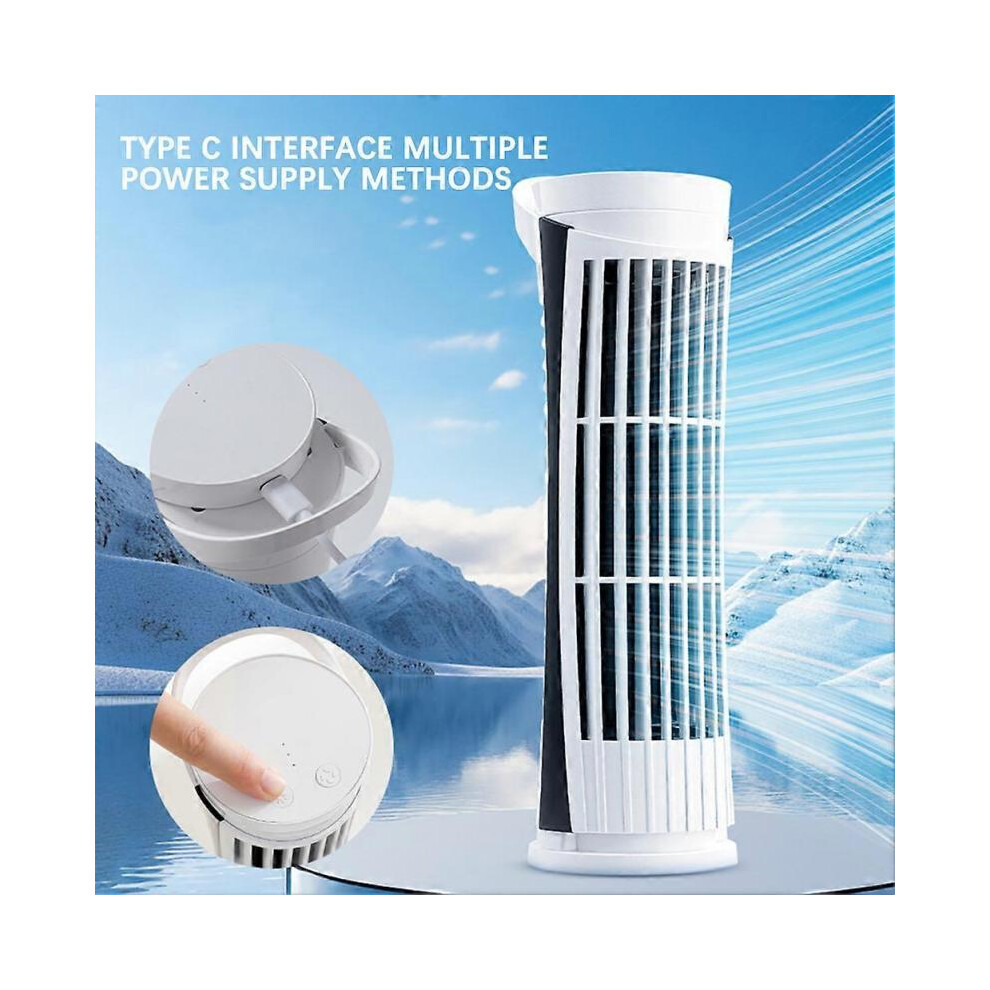 (USB, White) Bladeless Desk Fan with LED Lamp USB Powered Portable Fan ...