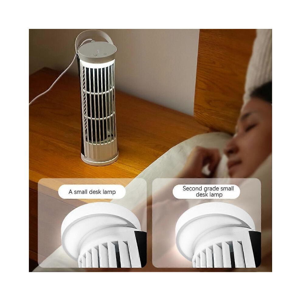 (USB, White) Bladeless Desk Fan with LED Lamp USB Powered Portable Fan ...