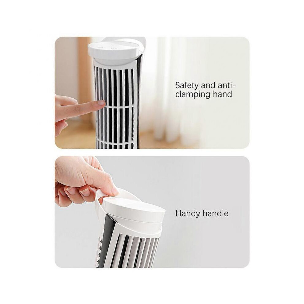 (USB, White) Bladeless Desk Fan with LED Lamp USB Powered Portable Fan ...