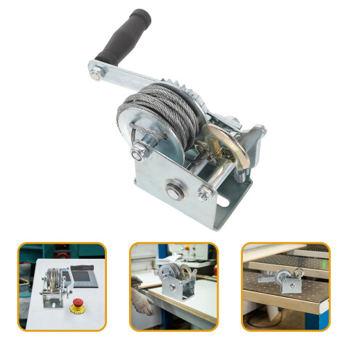 Hand Winch 500LBS Small Trailer Winch with 7m Steel Cable Hand Crank on ...