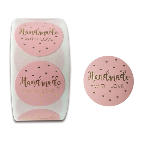 Handmade With Love Stickers Pack of 500, Self-Adhesive Gift Labels ...