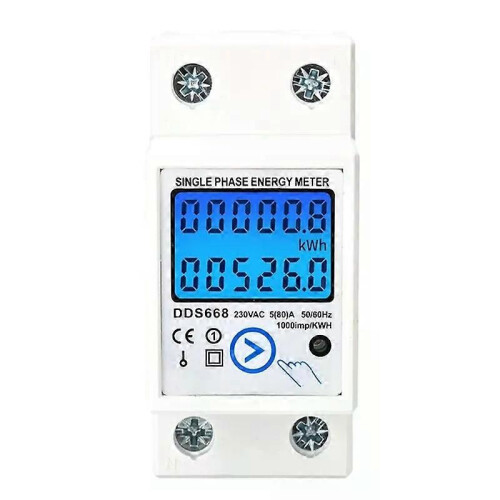 (White AC220V) Din Rail Digital LCD Energy Meter Reset Zero Single ...