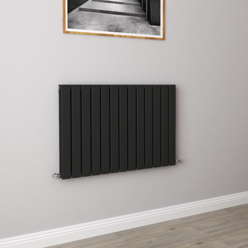(600x884mm Double) Horizontal flat radiator black all sizes on OnBuy